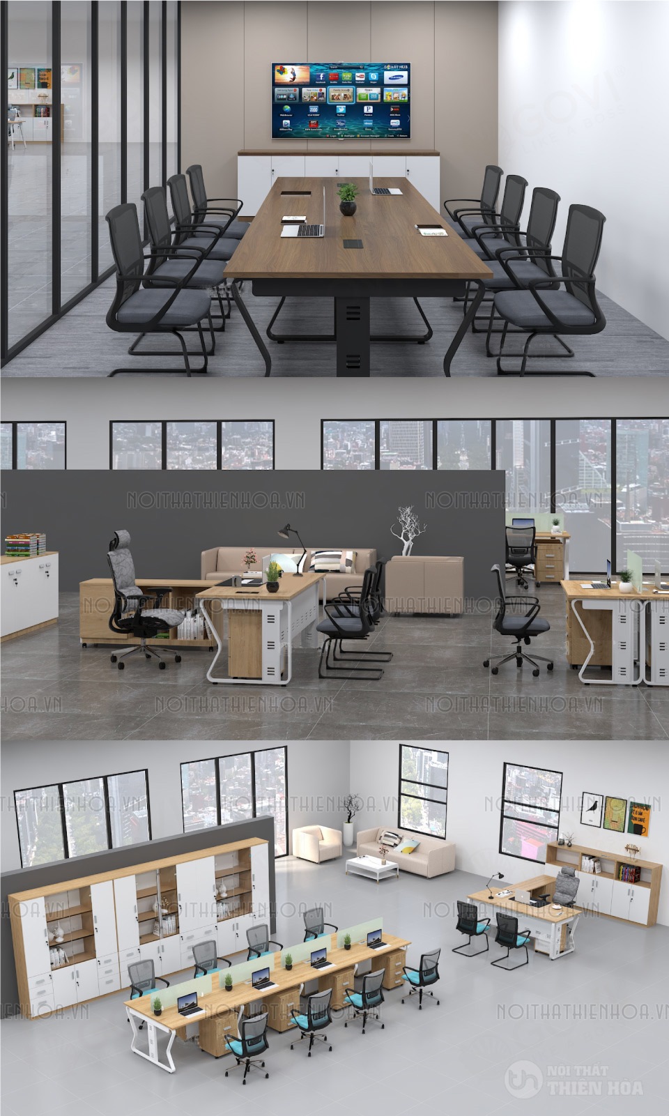 Module bàn làm việc 4 người Aine T388